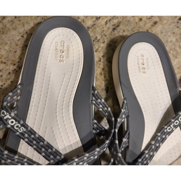 CROCS | Shoes | Crocs Swiftwater Toe Loop Flip Flops Sandals Grey White ...